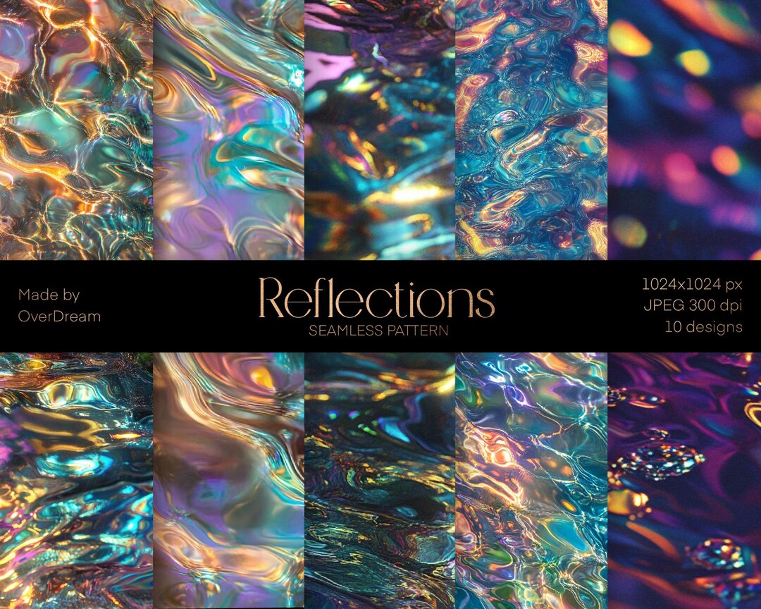 DIGITAL PAPER Bundle, Reflections Seamless Texture Pack, Scrapbooking ...
