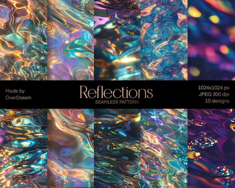 DIGITAL PAPER Bundle, Reflections Seamless Texture Pack, Scrapbooking ...