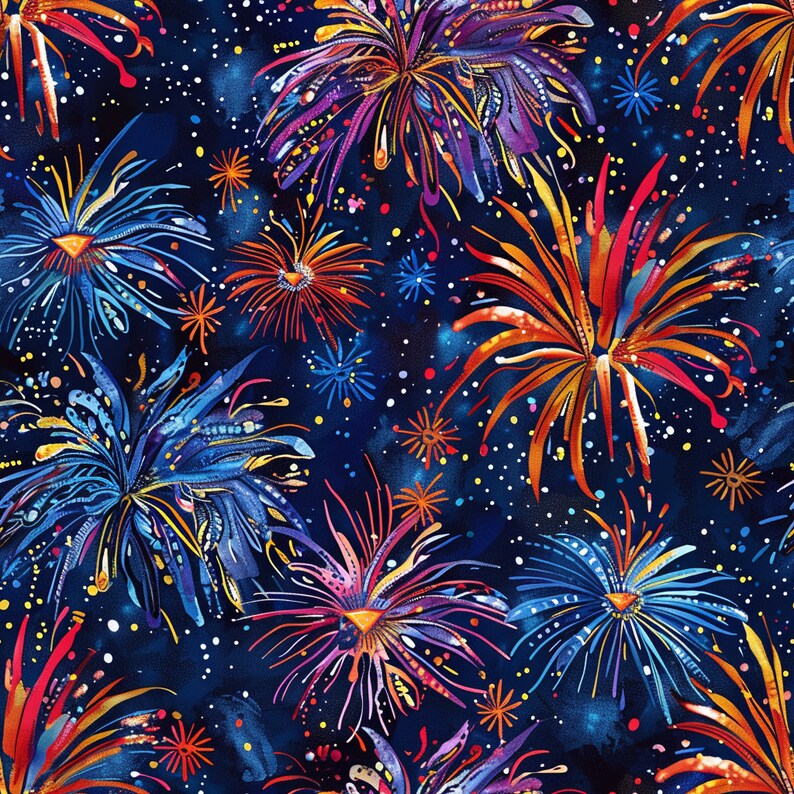 Fireworks Digital Paper, Sky Seamless Pattern, Firework Paper Pack ...