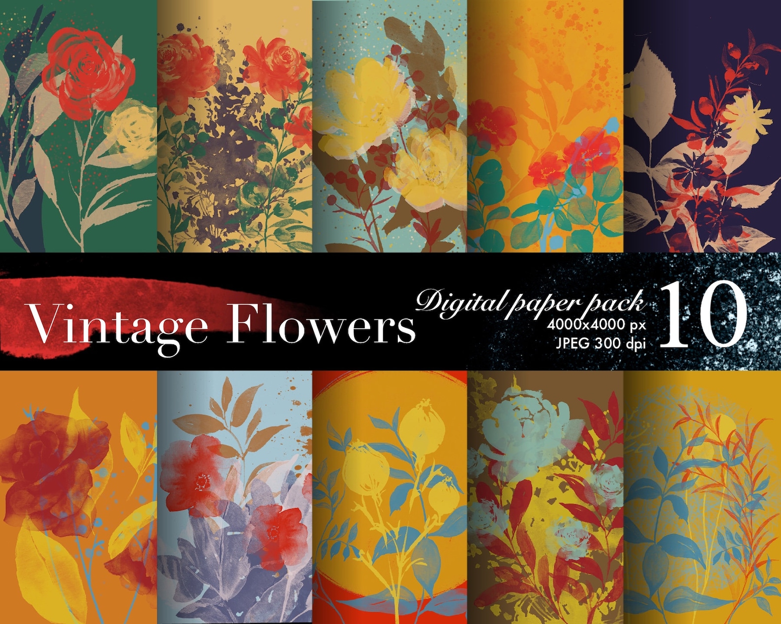 DIGITAL PAPER Bundle, Vintage Texture Pack, Autumn Background ...