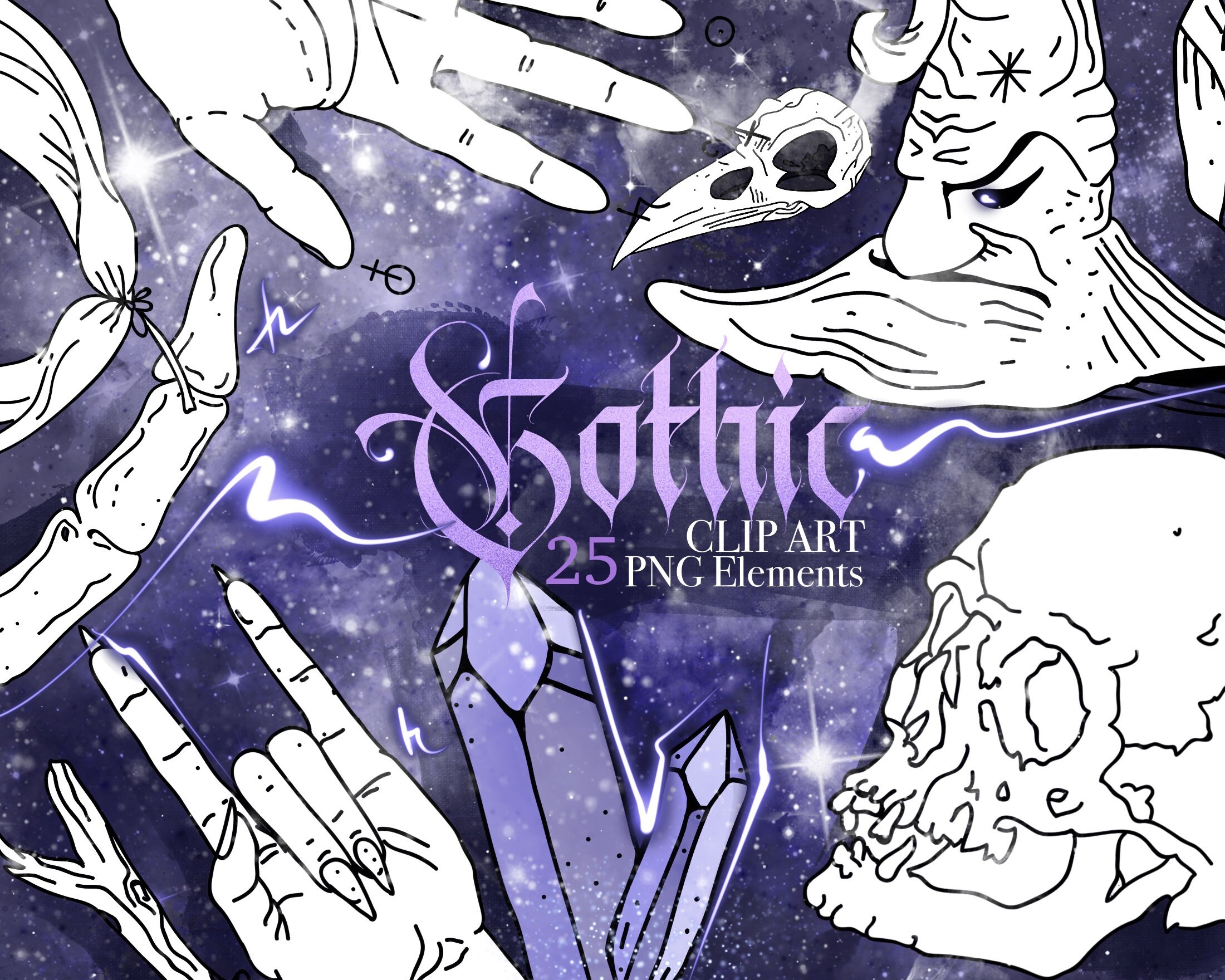 Gothic Clipart, Wizard Hands, Dark Magic, Astrology Clip Art, Digital ...