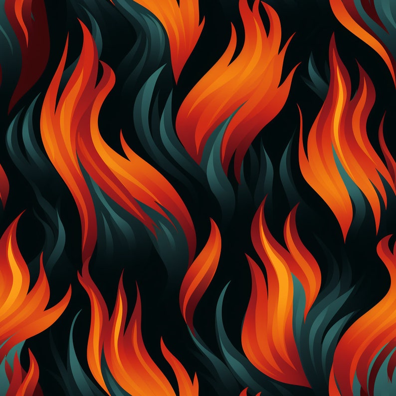Flames Digital Paper, Fire Seamless Pattern, Colorful Paper Pack, Flame ...
