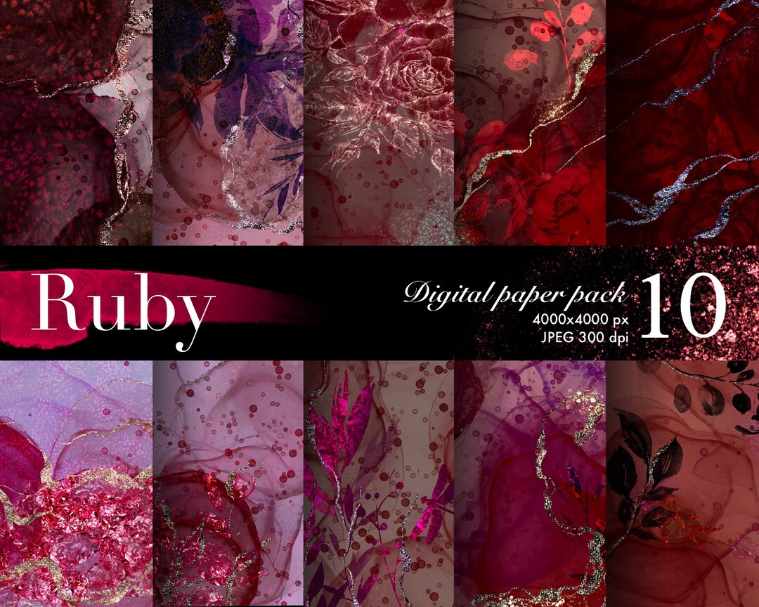 DIGITAL PAPER Bundle, Ruby Texture Pack, Scrapbooking Craft Supplies ...