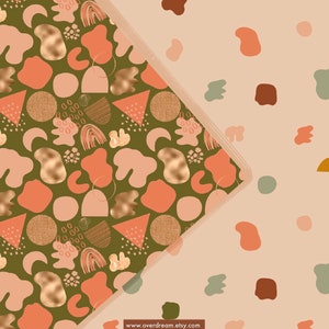 Earth Tones Boho Seamless Patterns, Abstract Shapes Digital Paper ...