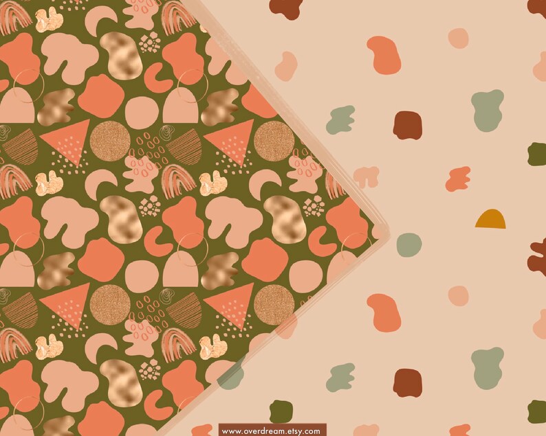 Earth Tones Boho Seamless Patterns, Abstract Shapes Digital Paper ...