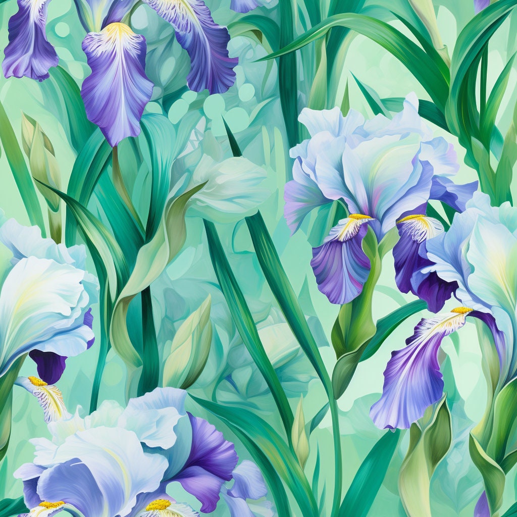 Iris, Digital Paper, Seamless Pattern, Flower Paper Pack, Iris Pattern ...