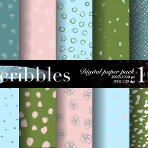 DIGITAL PAPER Bundle, Scribbles Texture Pack, Scrapbooking Craft ...
