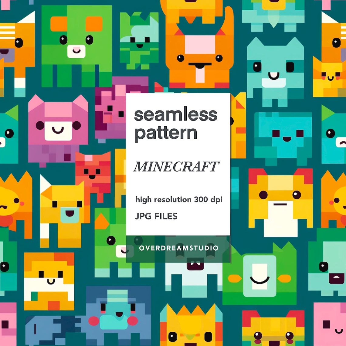 Minecraft Seamless Pattern, Kids Digital Paper, Minecraft Design ...