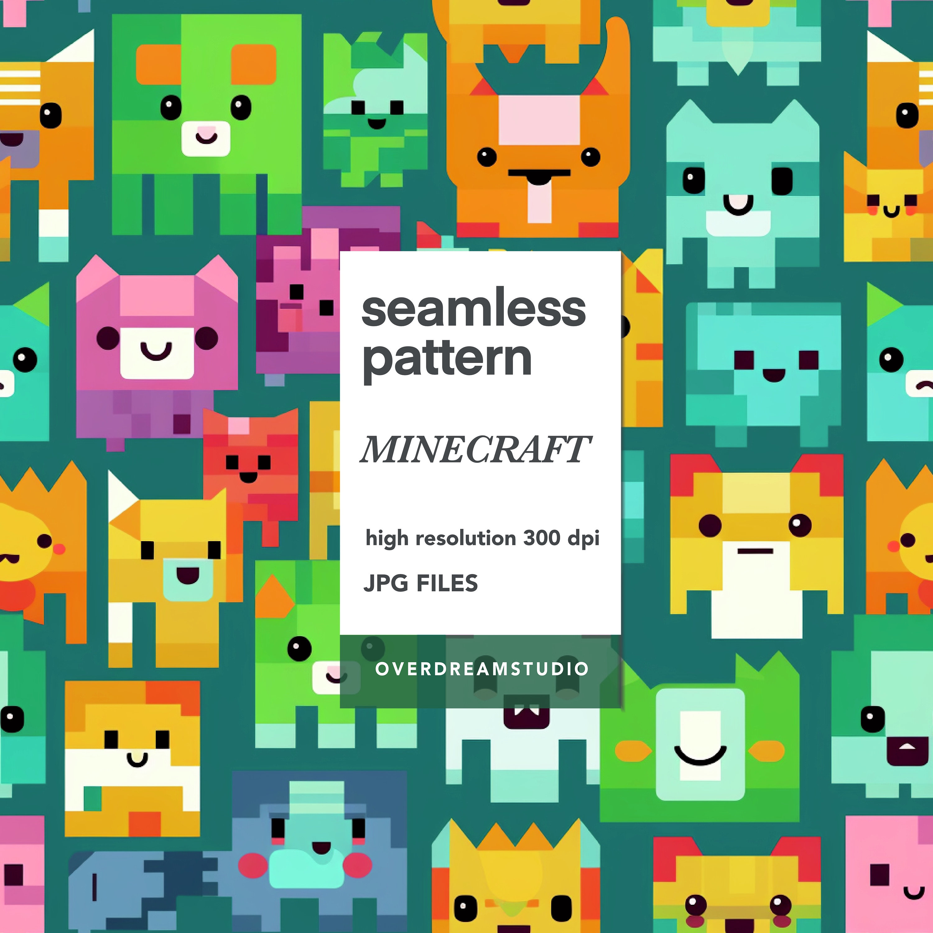 Minecraft Seamless Pattern, Kids Digital Paper, Minecraft Design ...
