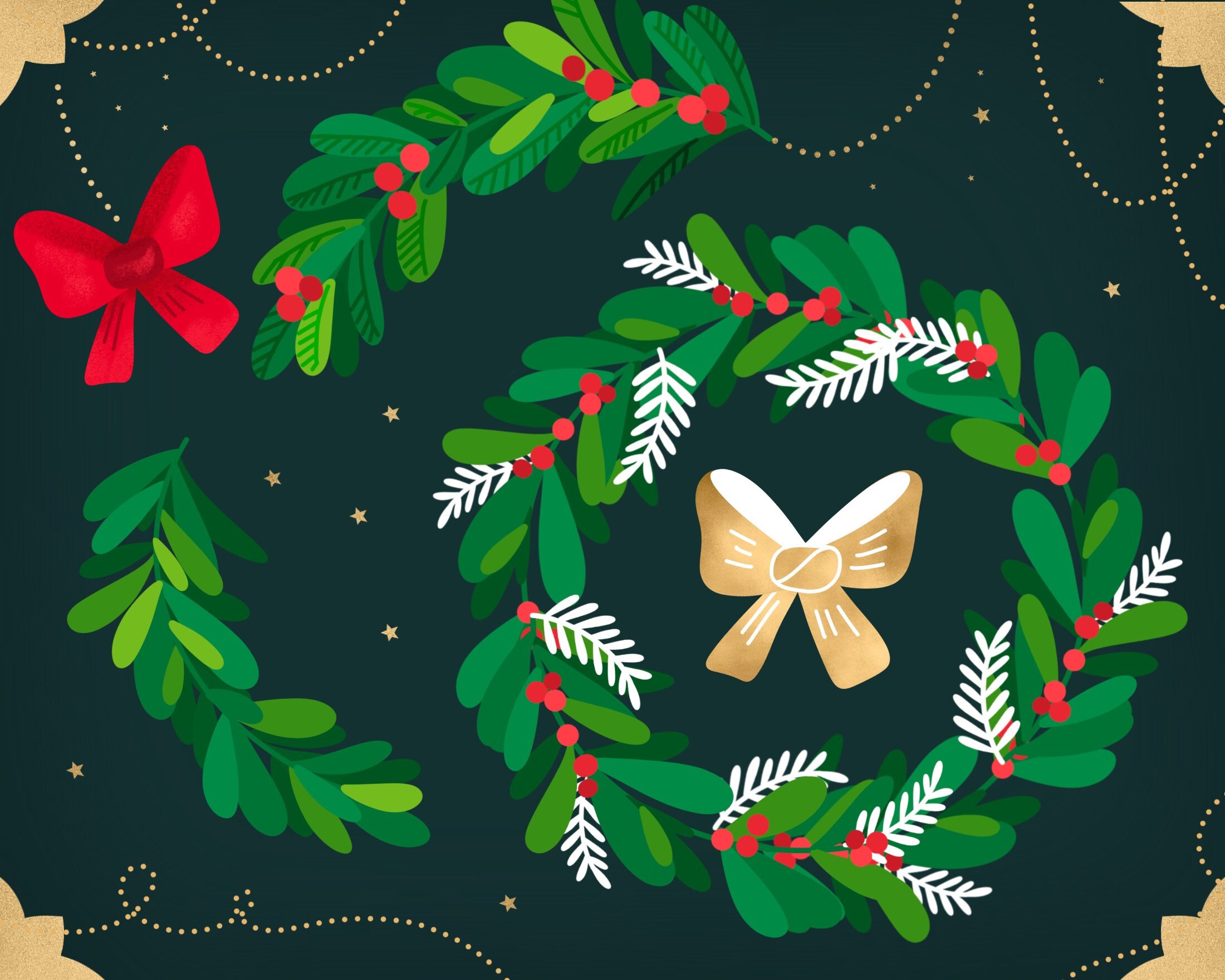 Christmas Clip Art, Christmas Tree Decor, Winter Themed Decor, Xmas ...