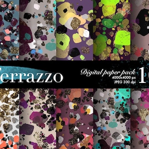 DIGITAL PAPER Bundle, Terrazzo Texture Pack, Scrapbooking Craft ...