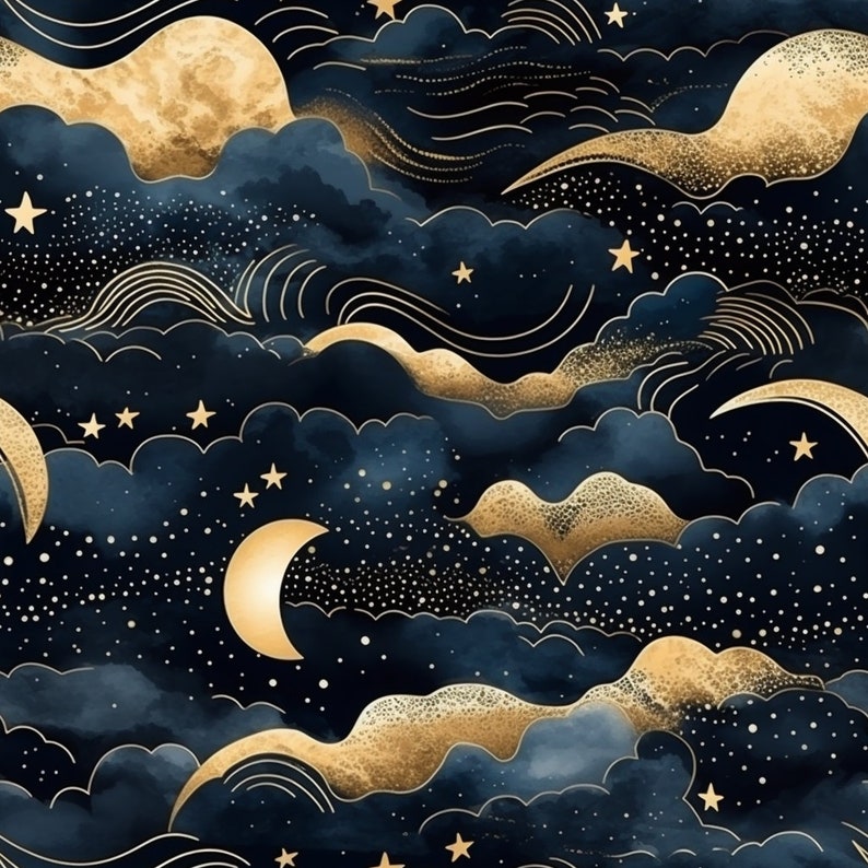 Starry Sky Seamless Pattern, Printable Wrapping Paper, Space Decor ...