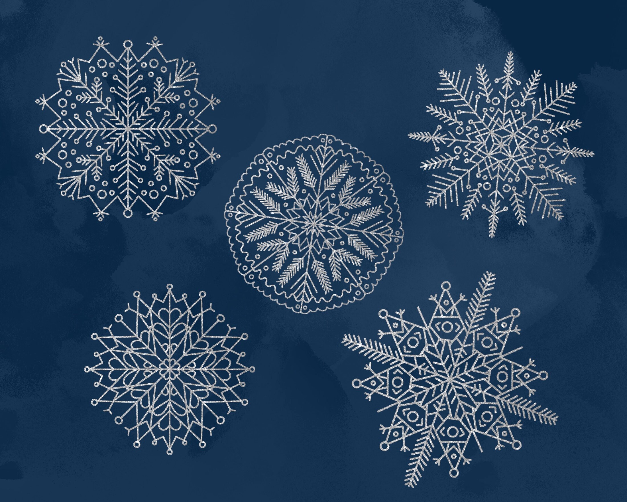 Winter Clip Art, Christmas Decor, Snowflakes Clip Art, Silver Glitter ...