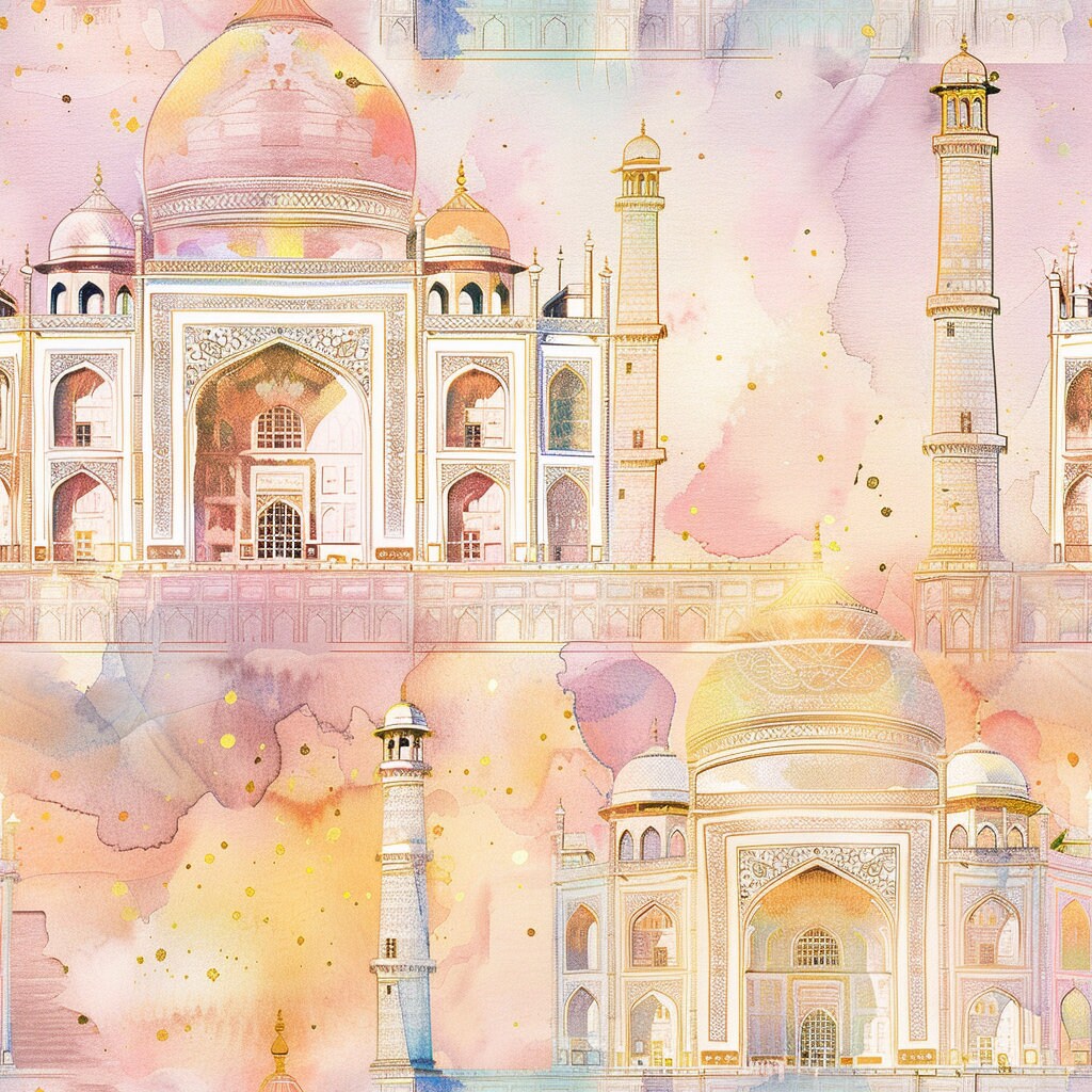 Taj Mahal Design, Printable File, Architecture Elements Seamless ...