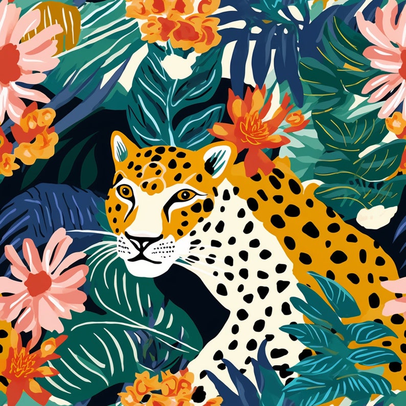 Abstract Jungle, Seamless Pattern Set, Printable Wrapping Paper, Animal ...
