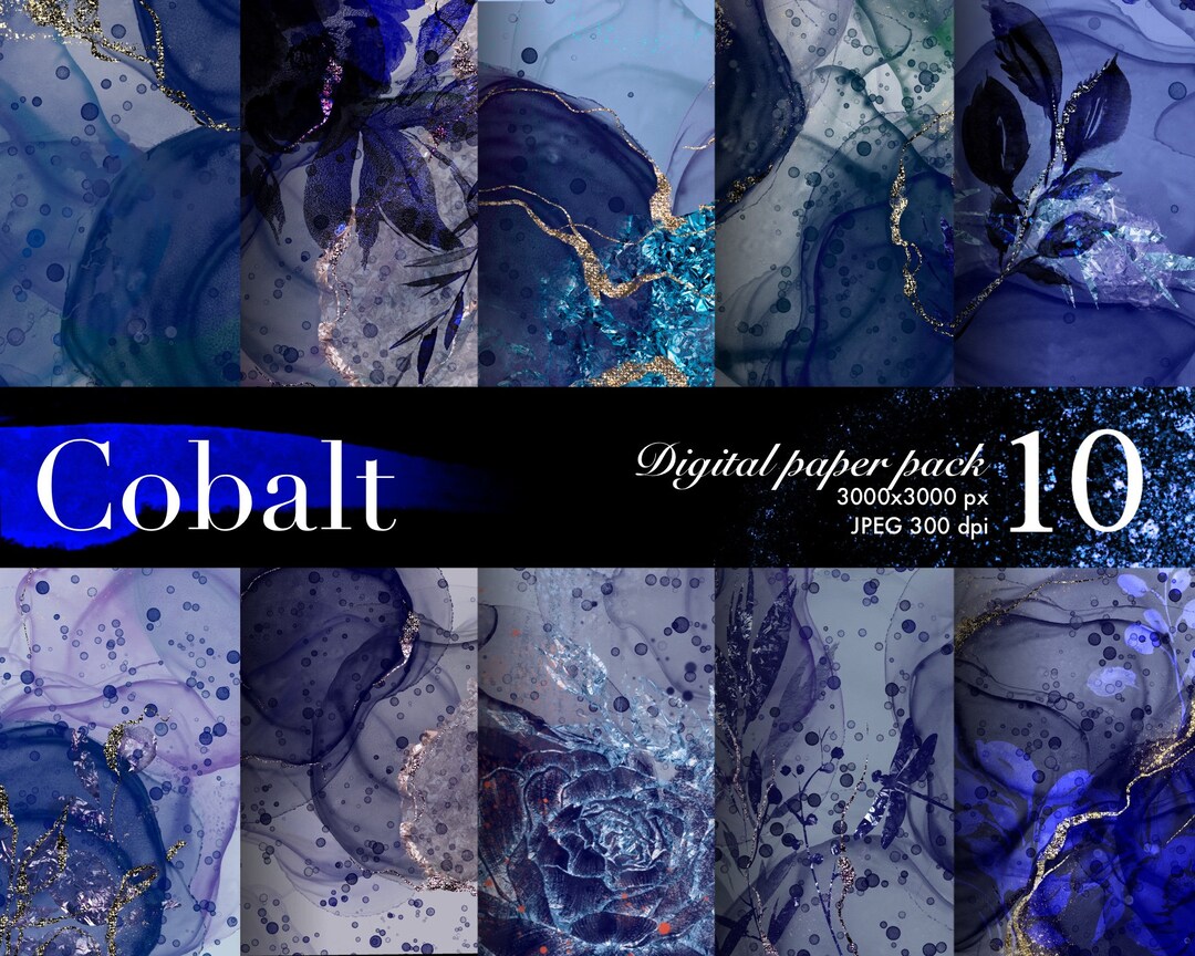 DIGITAL PAPER Bundle, Cobalt Texture Pack, Scrapbooking Craft Supplies ...