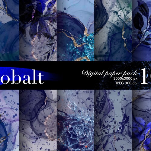 DIGITAL PAPER Bundle Cobalt Texture Pack Scrapbooking Craft | Etsy