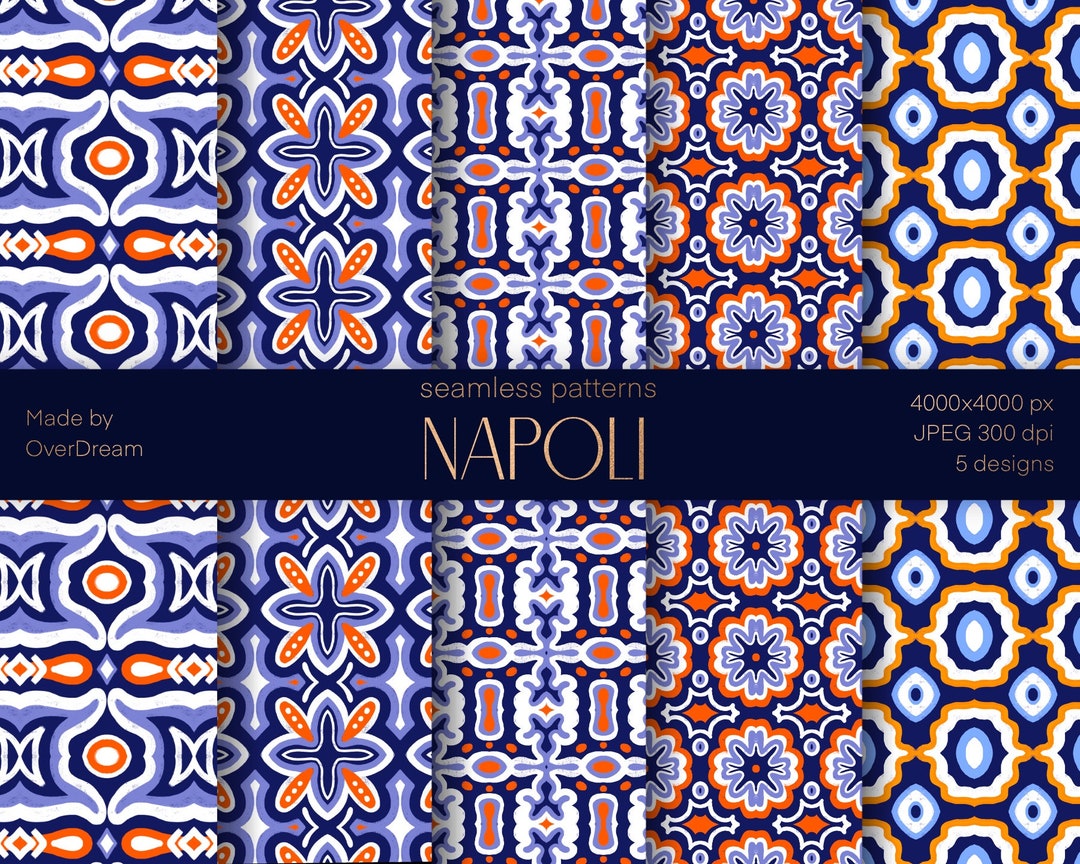 Naples Seamless Pattern, Texture Pack, Printable Wrapping Paper, Surface Design, Geometric ...
