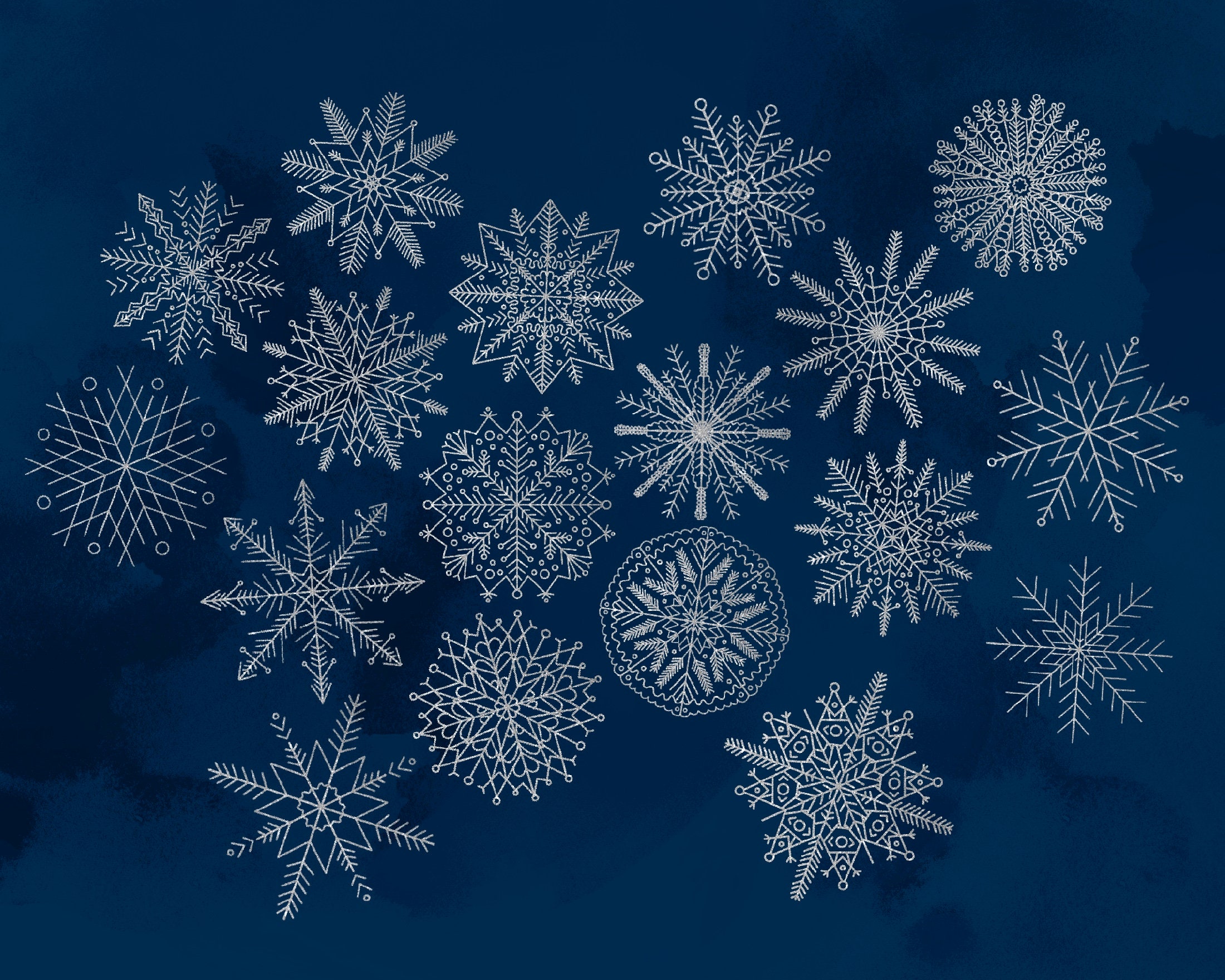 Winter Clip Art, Christmas Decor, Snowflakes Clip Art, Silver Glitter ...