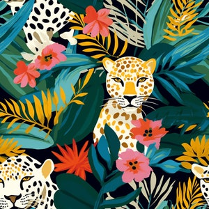 Abstract Jungle, Seamless Pattern Set, Printable Wrapping Paper, Animal ...