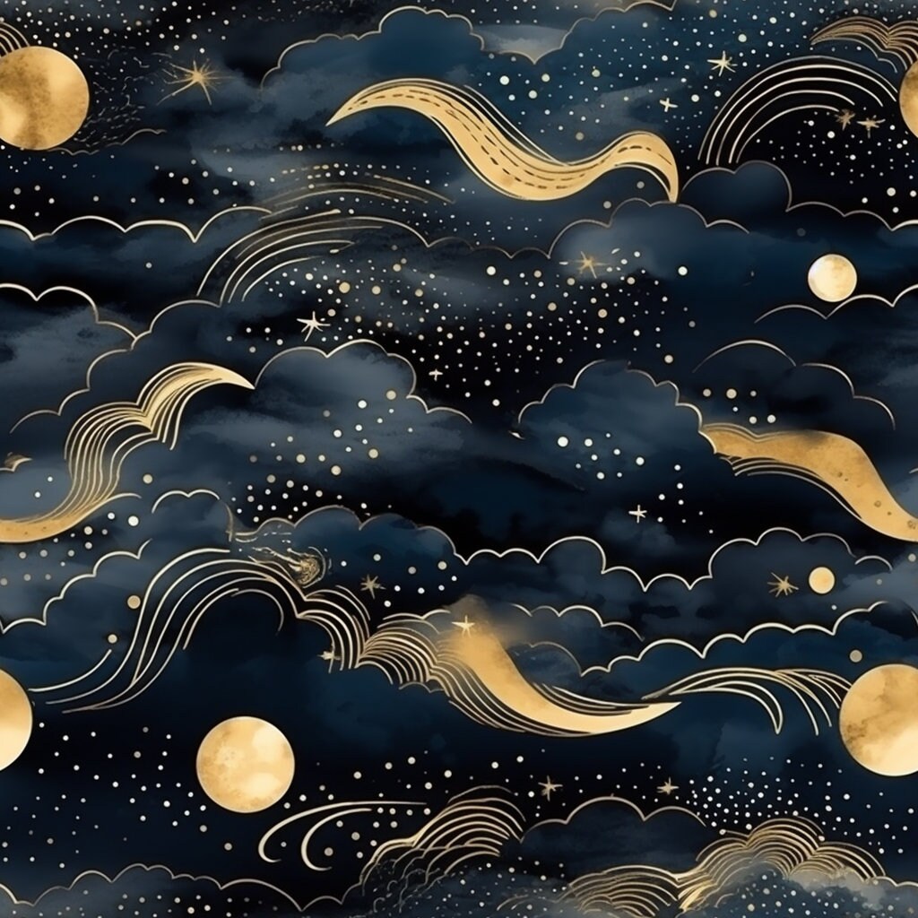 Starry Sky Seamless Pattern, Printable Wrapping Paper, Space Decor ...