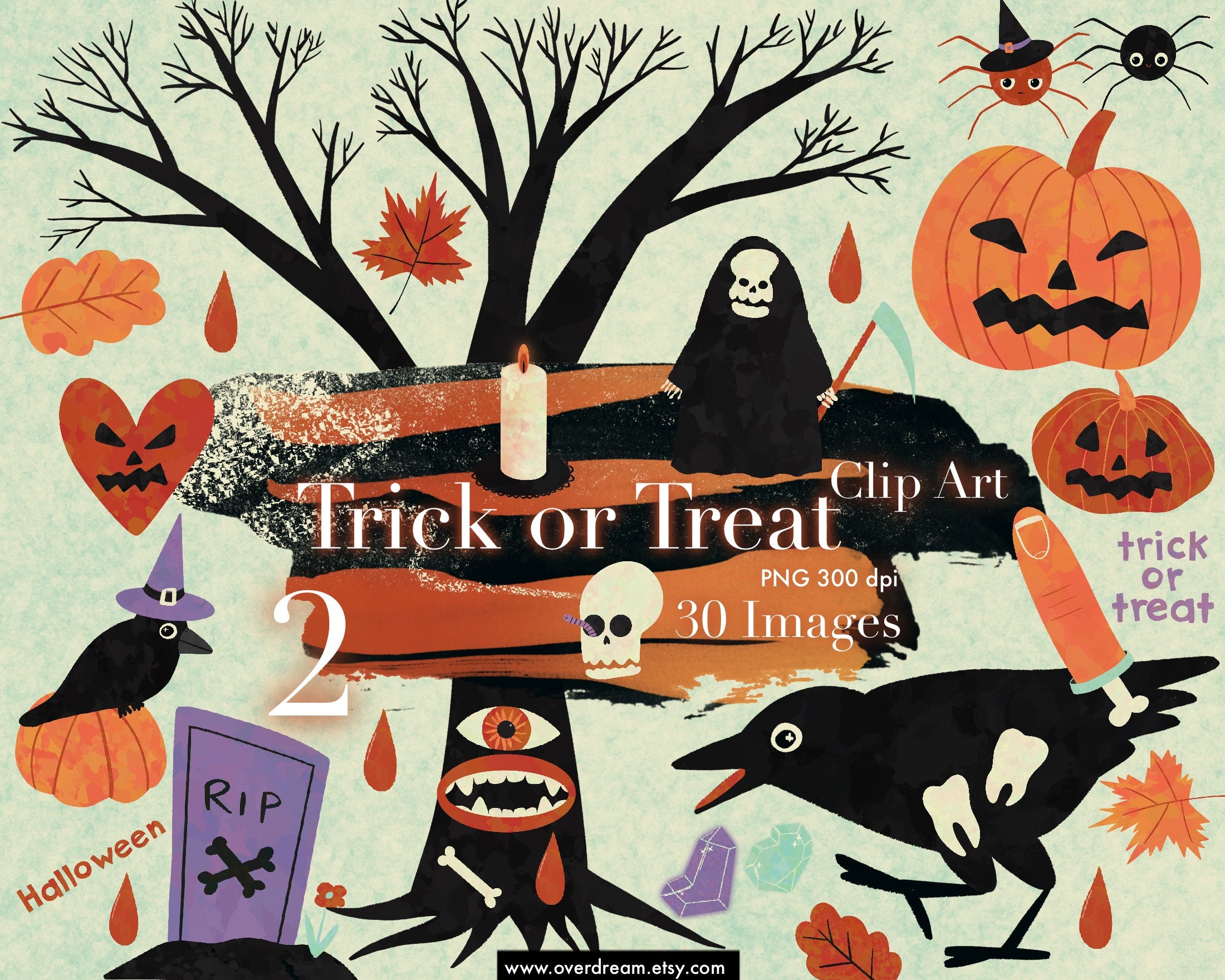 SUPER PROMO BUNDLE Halloween Clip Art Seamless Pattern - Etsy