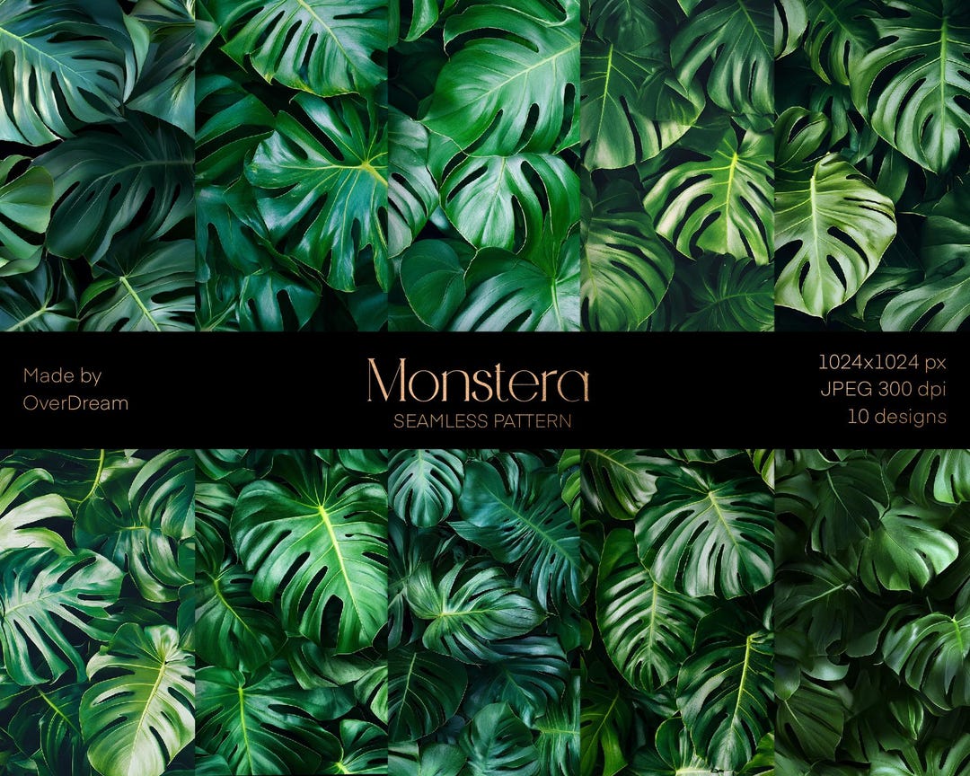 DIGITAL PAPER Bundle, Monstera Texture Pack, Scrapbooking Craft ...