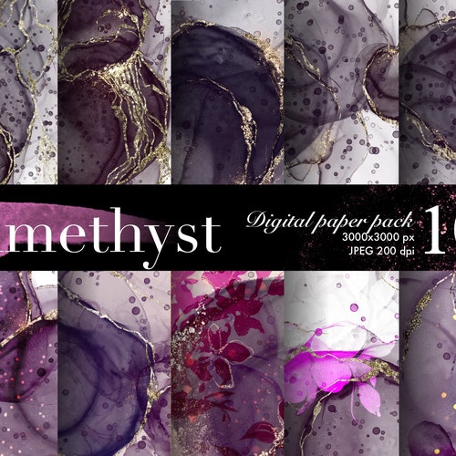 DIGITAL PAPER Bundle Amethyst Texture Pack Scrapbooking - Etsy