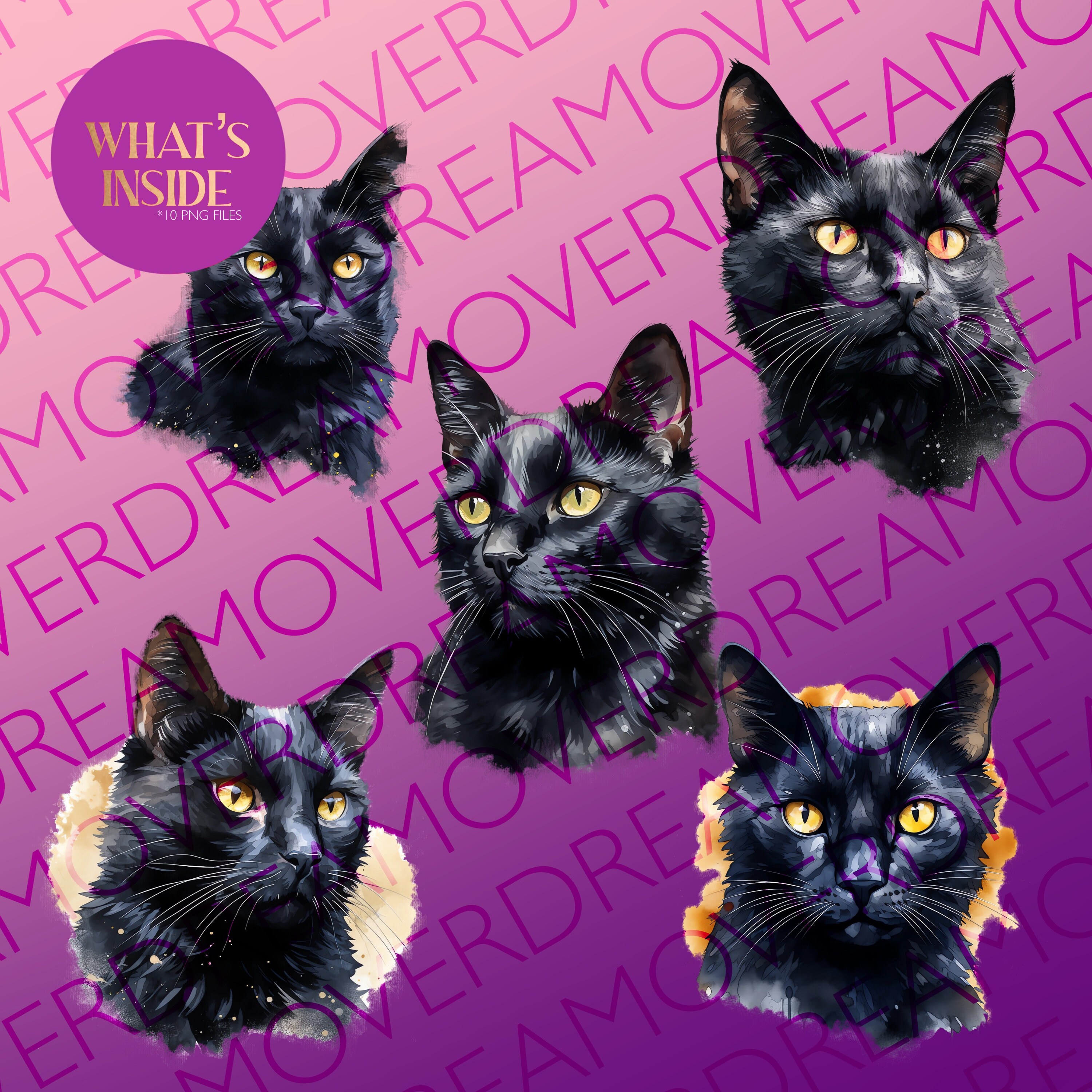 Watercolor Black Cats Clip Art, Kitten Illustration , Witchy Clip Art ...