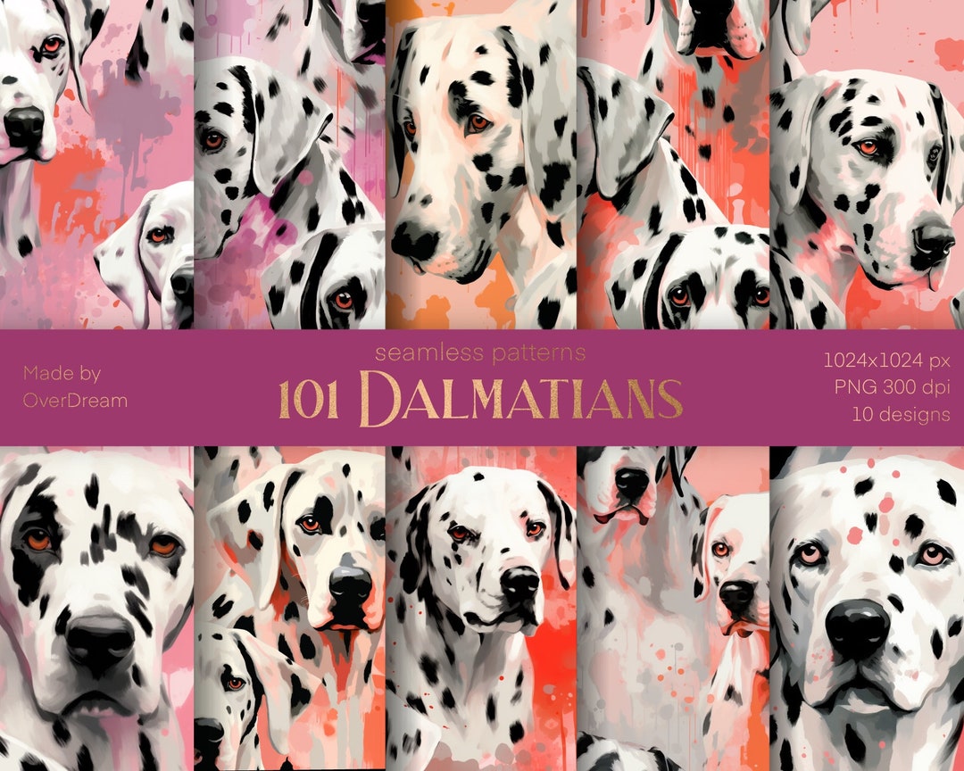 Seamless Watercolour Dalmatians Digital Paper, Seamless Pattern, Pink ...