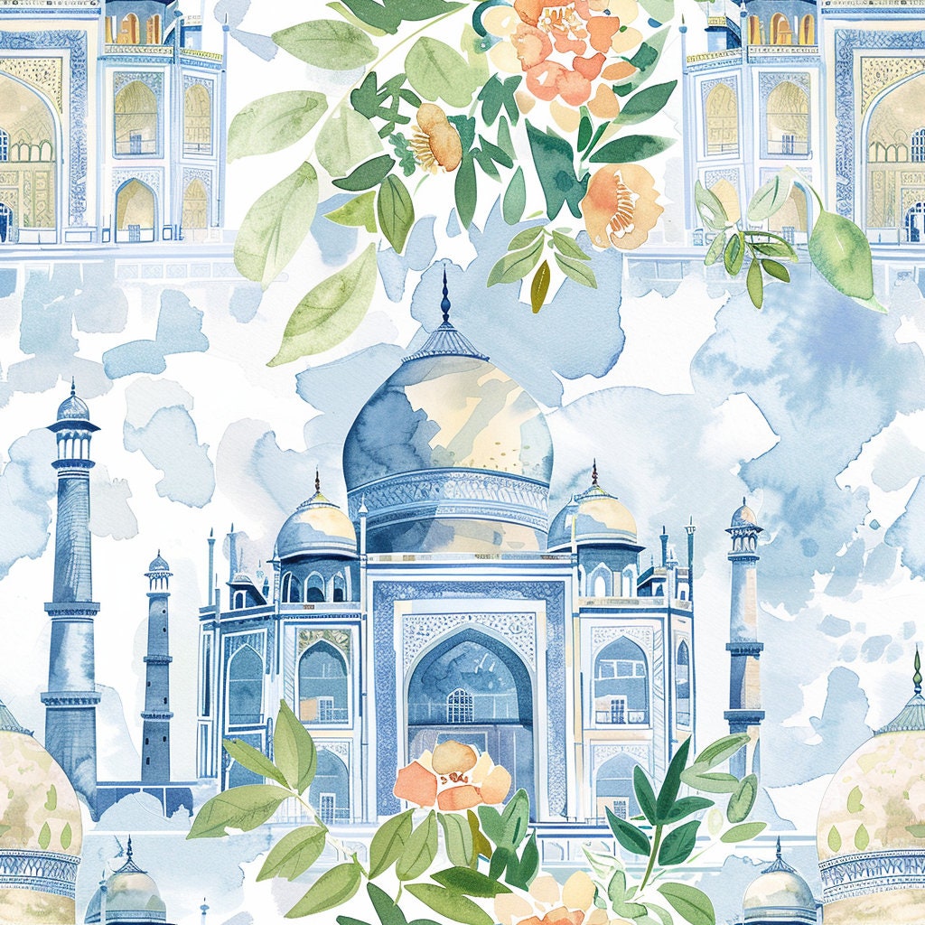 Taj Mahal Design, Printable File, Architecture Elements Seamless ...