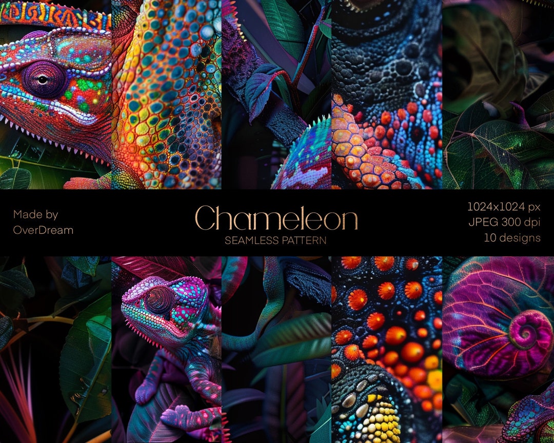 Chameleon Digital Paper, Printable File, Reptile Skin Seamless Pattern ...