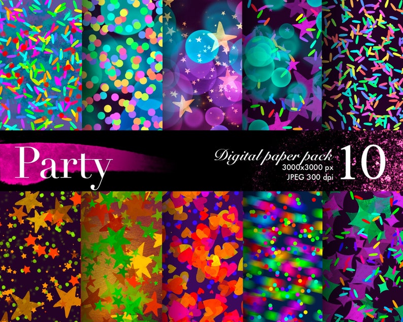 DIGITAL PAPER Bundle, Party Texture Pack, Scrapbooking Craft Supplies ...