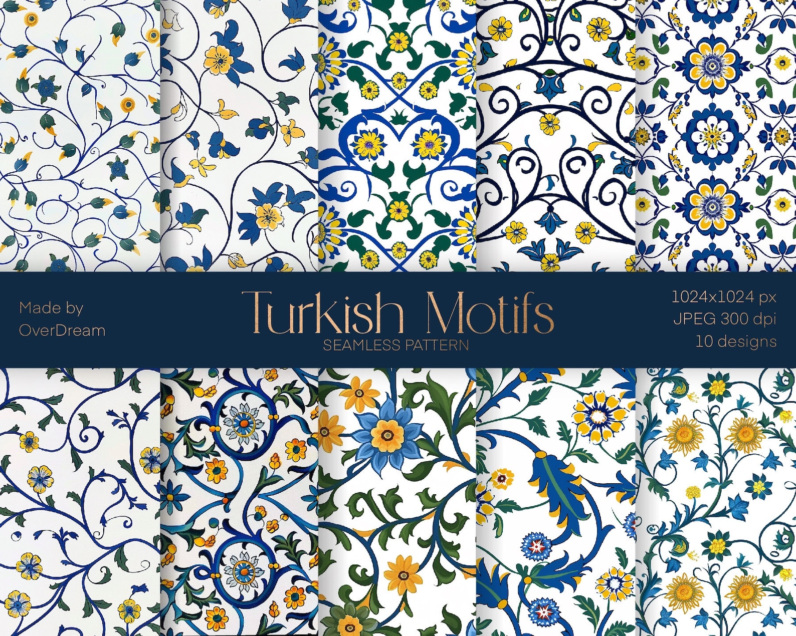 Turkish Motifs Design, Printable File, Architecture Elements Seamless ...