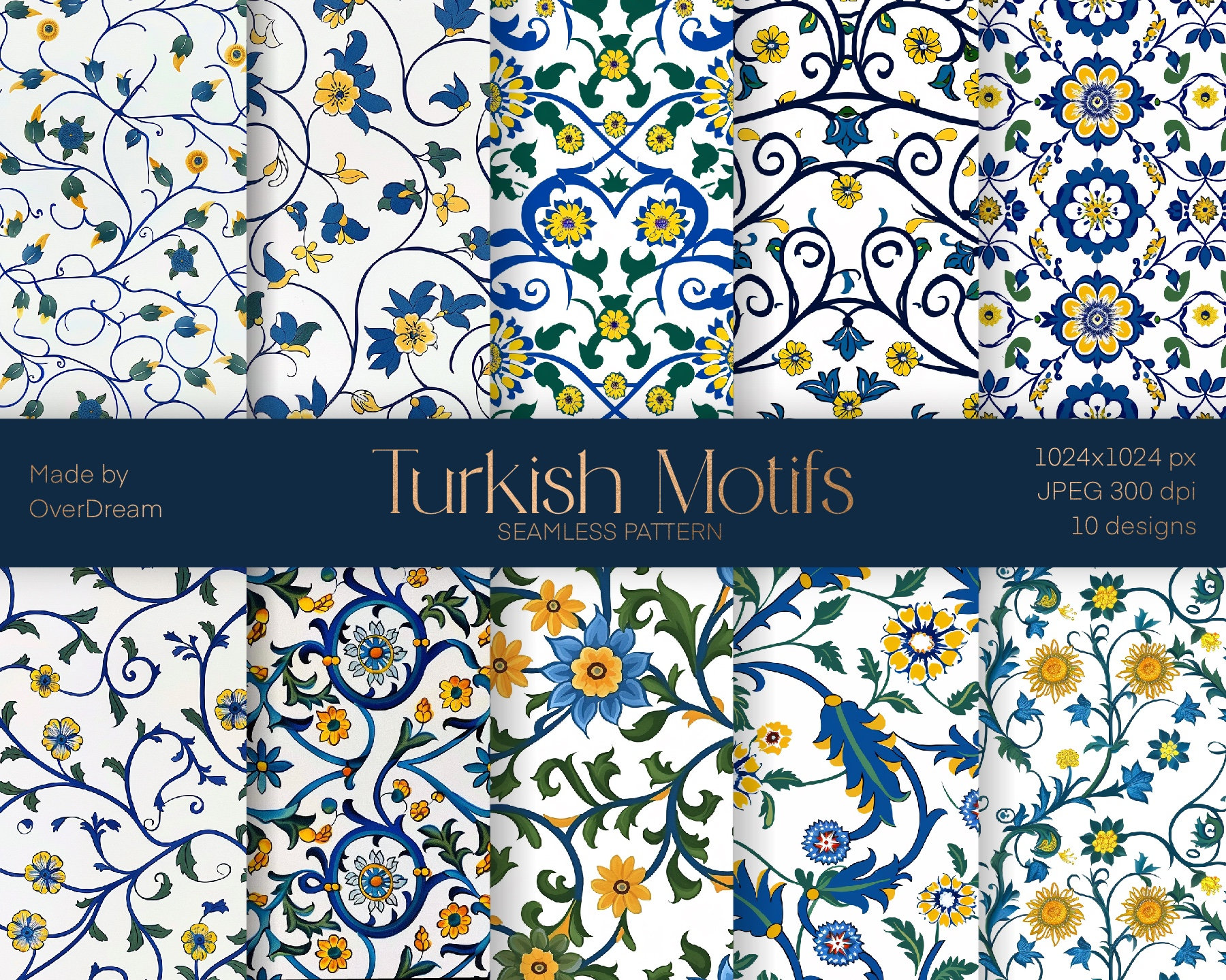 Turkish Motifs Design, Printable File, Architecture Elements Seamless ...
