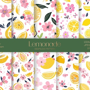 Fresh Summer Pattern, Lemonade Texture Pack, Scrapbooking Craft ...