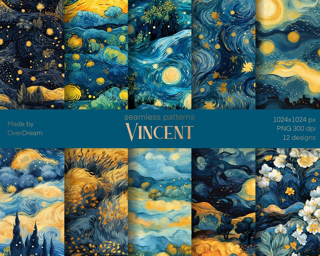 Vincent Van Gogh Inspired 12 Digital Paper Pack - Instant Download ...