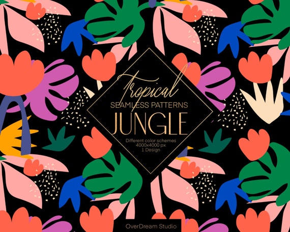 JUNGLE Seamless Pattern Texture Pack Printable Wrapping - Etsy
