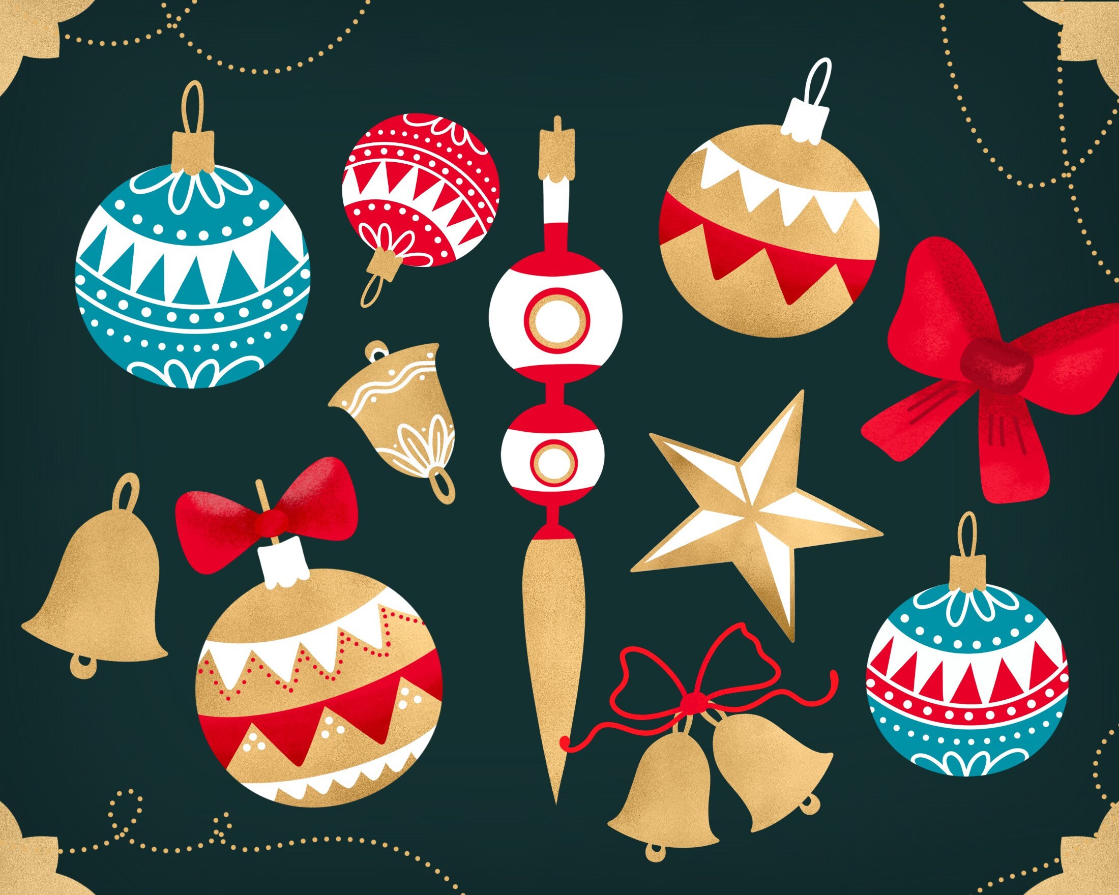 Christmas Clip Art, Christmas Tree Decor, Winter Themed Decor, Xmas ...