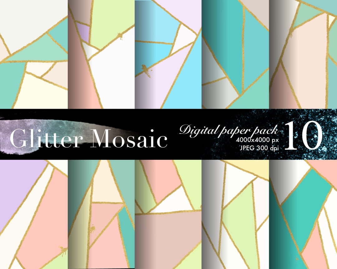 DIGITAL PAPER Bundle, Mosaic Texture Pack, Scrapbooking Craft Supplies ...