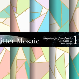 DIGITAL PAPER Bundle, Mosaic Texture Pack, Scrapbooking Craft Supplies ...