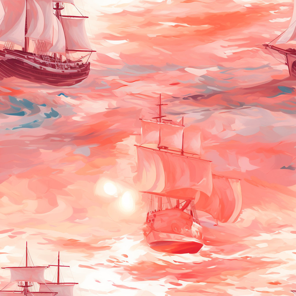 Watercolor Sailship Seamless Pattern, Sailing Ship Digital Paper, Sea ...