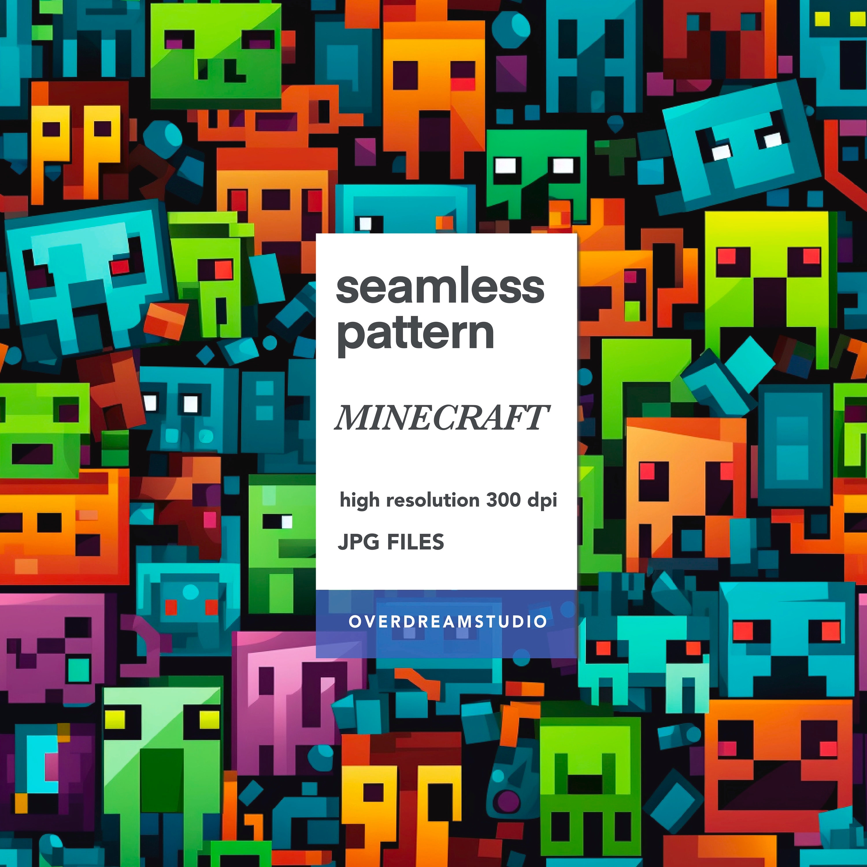 Minecraft Seamless Pattern, Kids Digital Paper, Minecraft Design ...