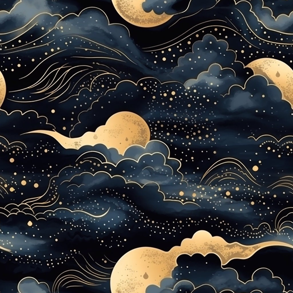 Starry Sky Seamless Pattern Printable Wrapping Paper Space - Etsy