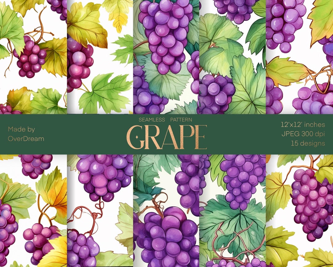 Grape Seamless Pattern, Digital Paper, Seamless Pattern, Fruit Paper ...