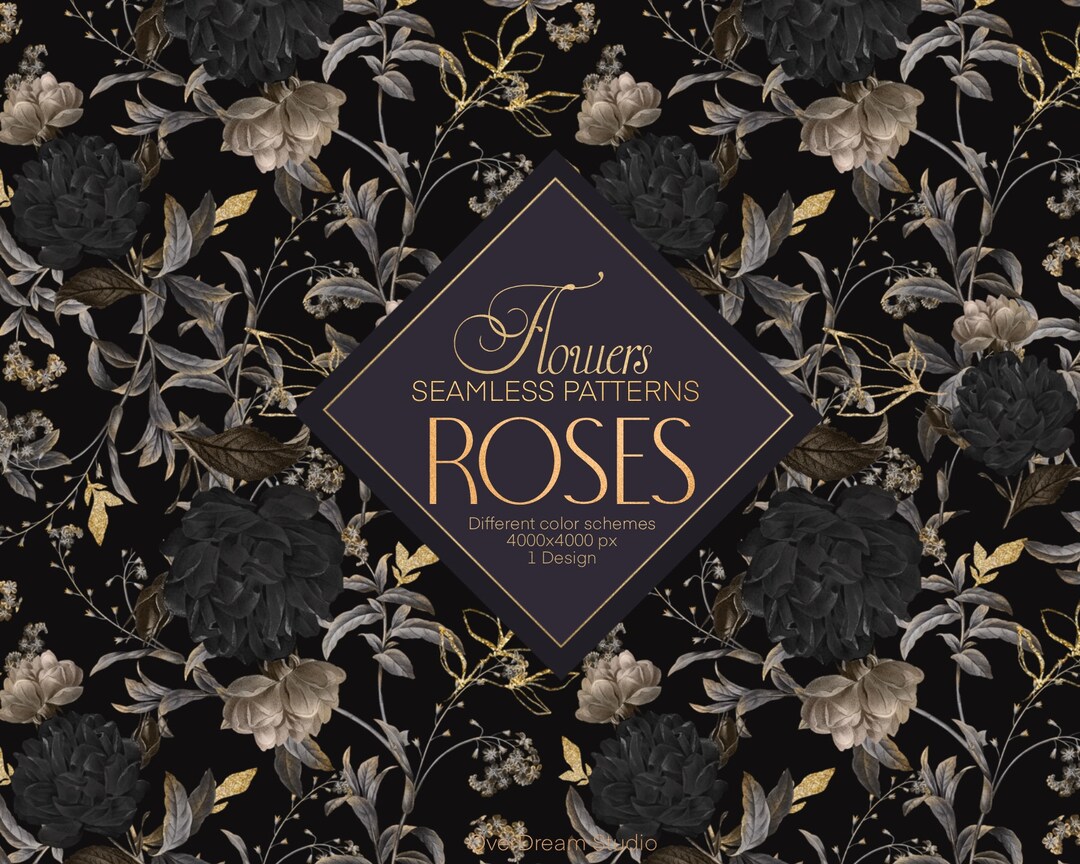 Royal Roses, Seamless Pattern, Pattern Pack, Printable Wrapping Paper ...
