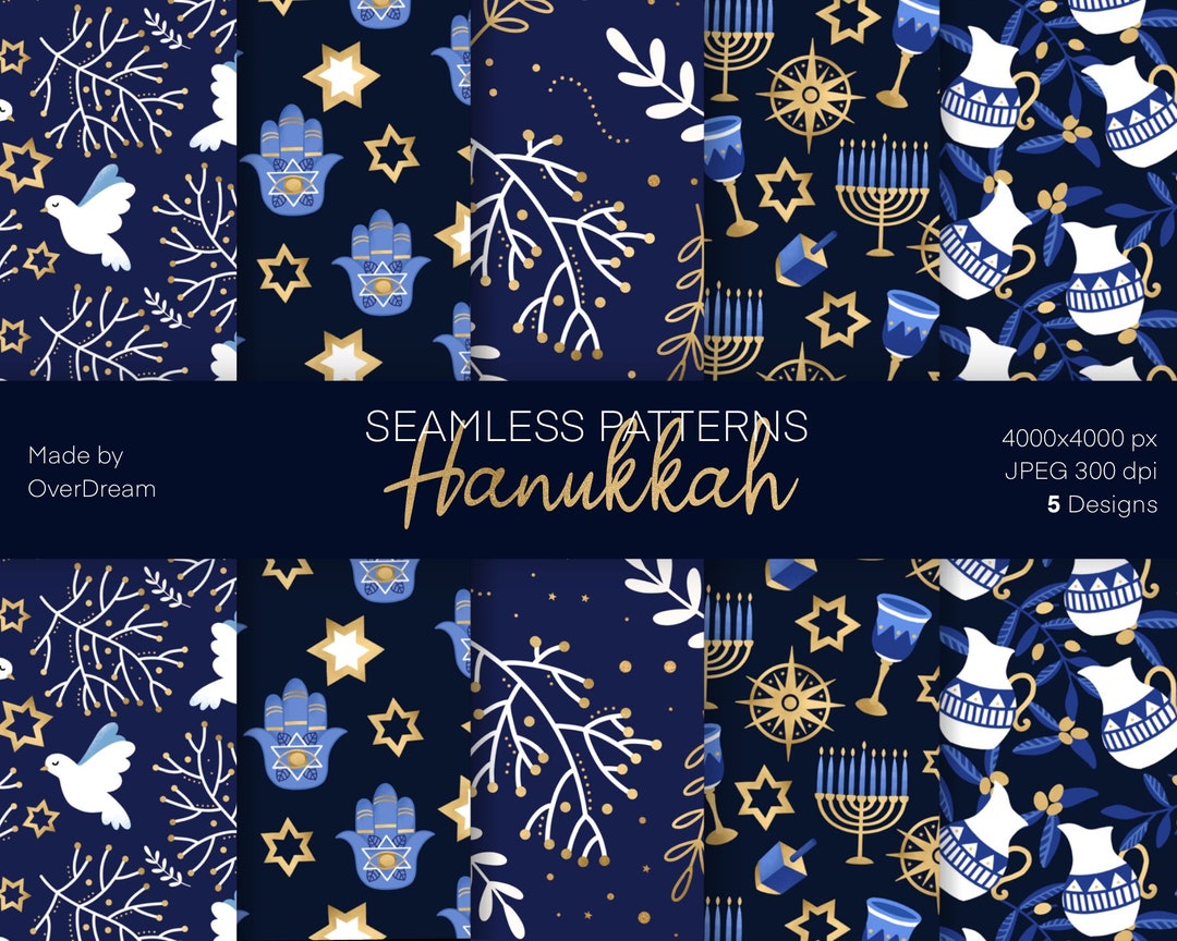 Hanukkah Seamless Pattern, Texture Pack, Printable Wrapping Paper ...