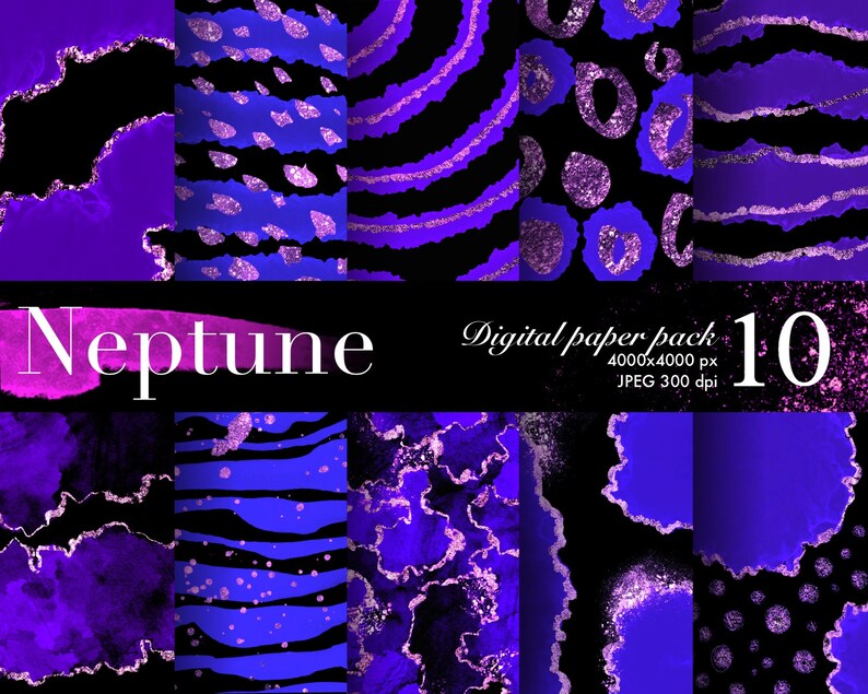 DIGITAL PAPER Bundle, Neptune Texture Pack, Scrapbooking Craft Supplies ...