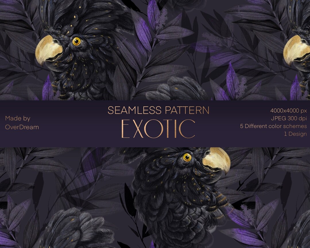 Exotic Birds Seamless Pattern, Texture Pack, Printable Wrapping Paper ...