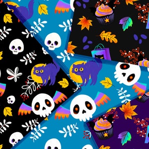 Halloween, Seamless Pattern Set, Texture Pack, Printable Wrapping Paper ...